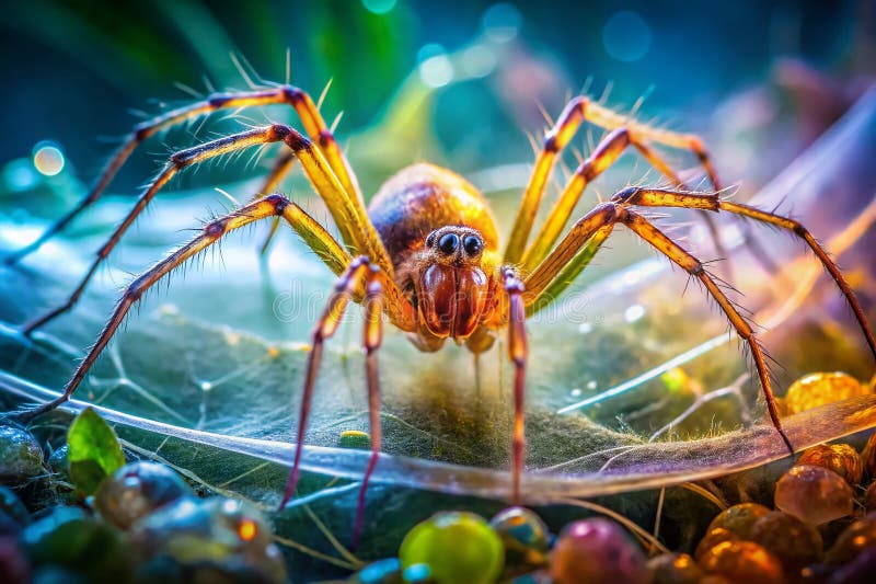 Artistic Double Exposure Macro Photography of Isolated Sheetweb Spiders ...