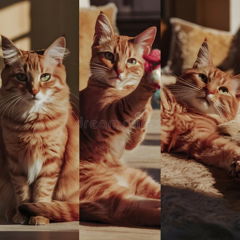 A Captivating Collection of Three Red Furred Cats Stock Illustration ...