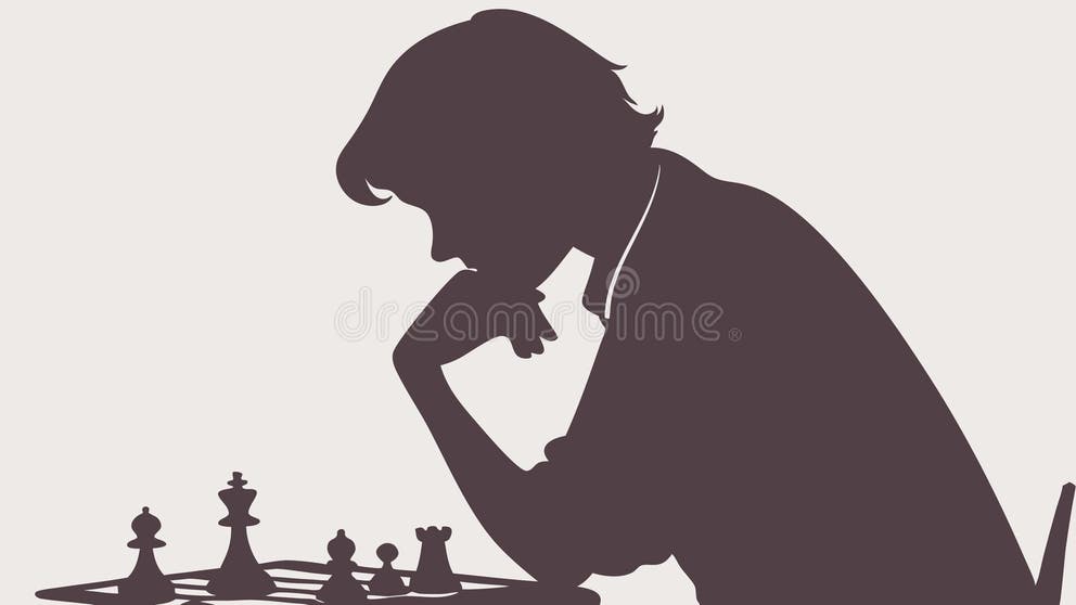 Colored Silhouette Chess Player in Thought, Vector Design Generative AI ...