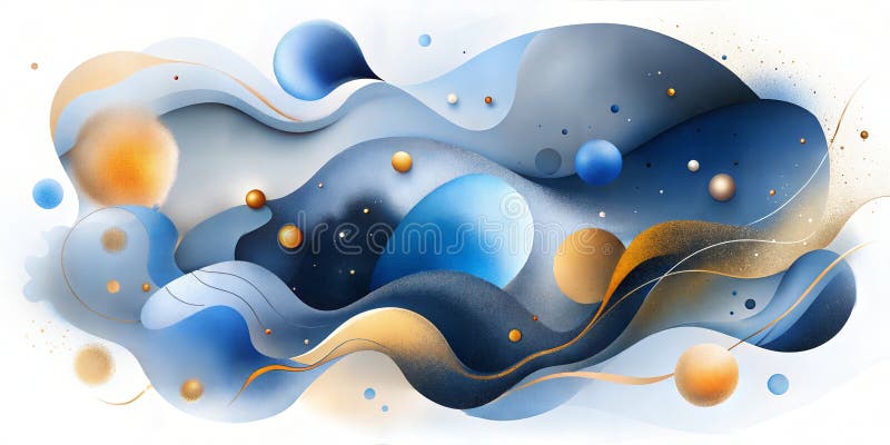 A Captivating Combination of Blue and Gold Elements with Smooth Curves ...