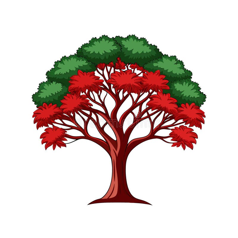 Common Hawthorn Tree Design with Bold Outline Stock Illustration ...