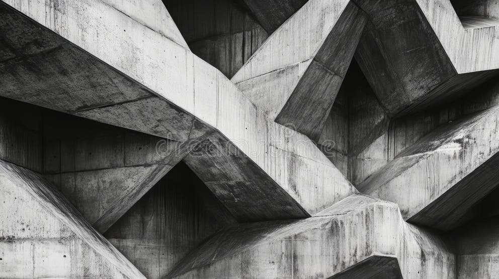 Abstract Monochrome Geometry Interlocking Forms and Textured Surfaces ...