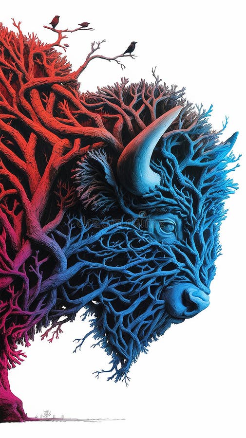 A Captivating and Conceptual Artwork Masterpiece of a Bison S Profile ...