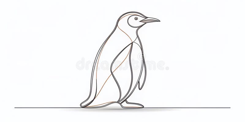 Elegant Minimalist Penguin Line Drawing Continuous OneLine Art for ...