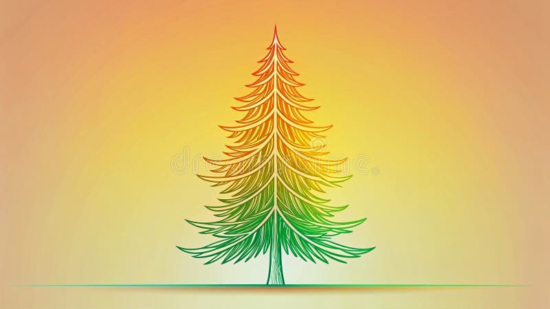 Graceful Spruce Tree Line Drawing a Minimalist Botanical Illustration ...