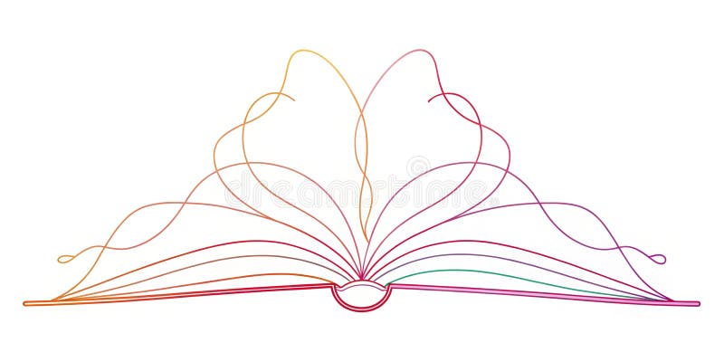 Elegant Continuous Line Illustration of an Open Book a Minimalist ...