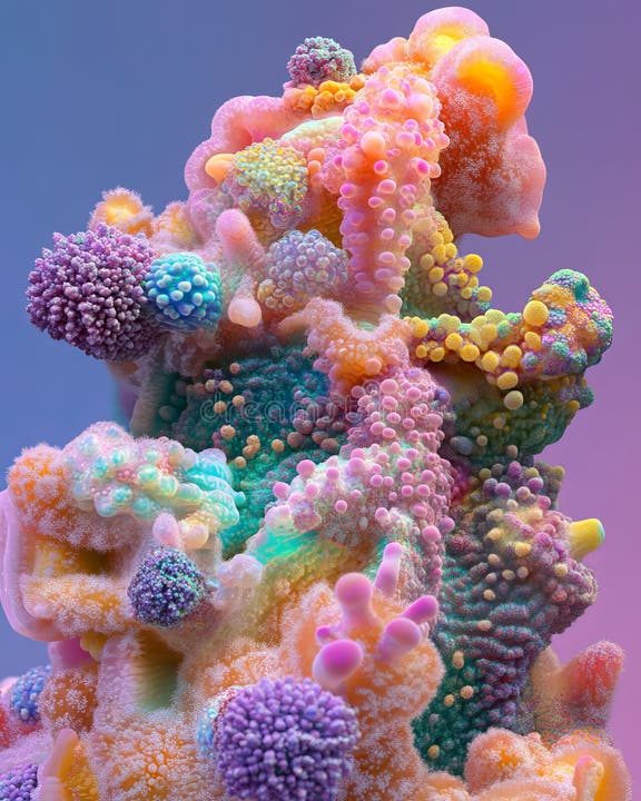 Vibrant Coral Structure Showcasing Intricate Microorganisms and ...