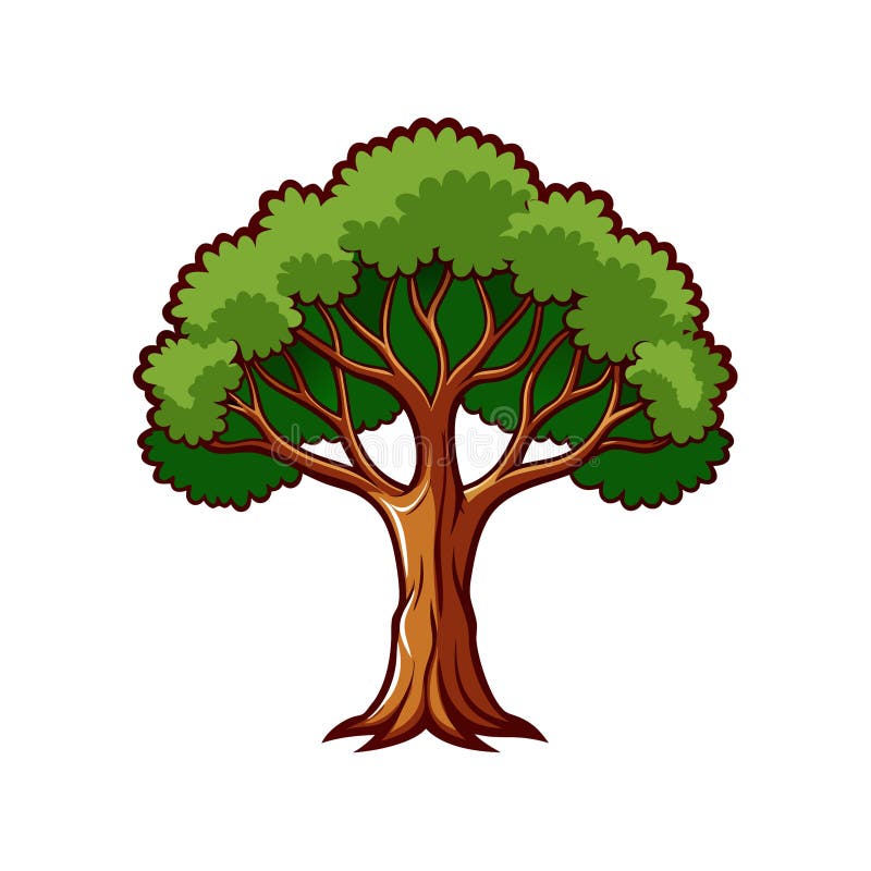 Cork Oak Tree Design with Bold Outline Stock Illustration ...