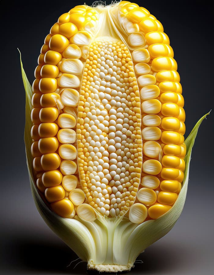 Corn Cob Cross Section Revealing the Beauty of Perfect Yellow and White ...