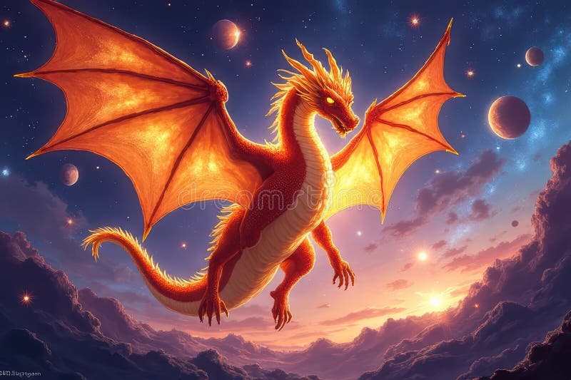 Captivating Cosmic Artwork: a Draconic Solar Exploration Stock ...