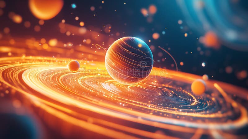 Vibrant Cosmic Scene Depicting Swirling Planets and Energetic Bands of ...