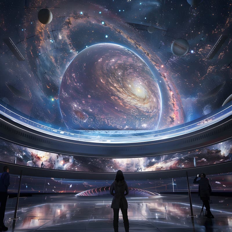 Captivating Cosmic Encounter Visitors Immersed in Planetarium Dome ...