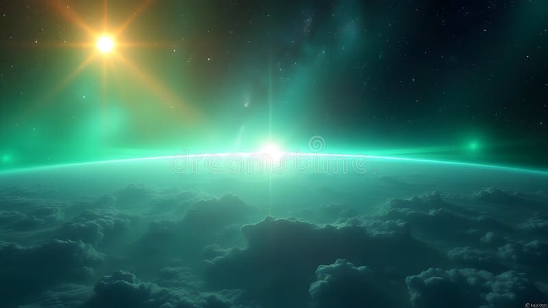 Enchanting Celestial Horizon a Radiant Cosmic Light Display Stock ...