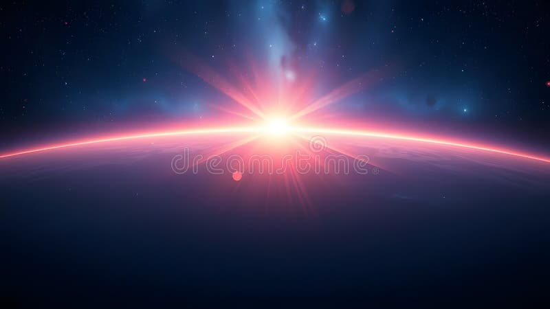 Enchanting Celestial Horizon Glowing Cosmic Panorama Stock Illustration ...
