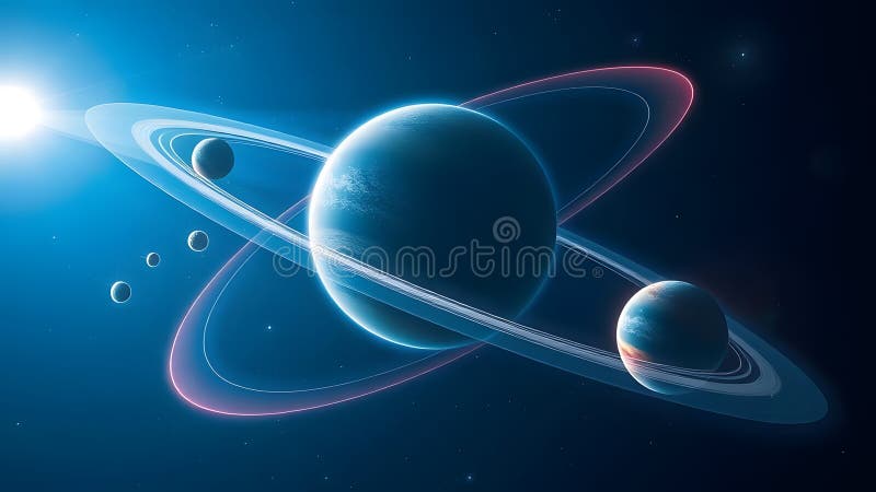 Celestial Symphony Planetary Alignment in Glowing Orbits Stock ...