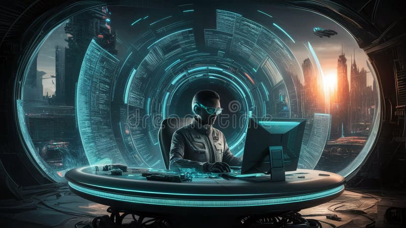 A Captivating Cyberpunk Concept Art of a Network Security Expert ...