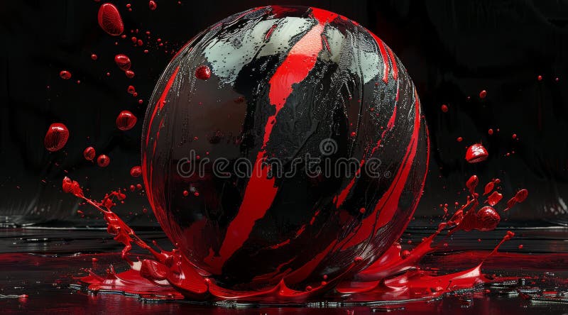 This Captivating 3D Art Features a Dynamic Red and Black Bowling Ball ...
