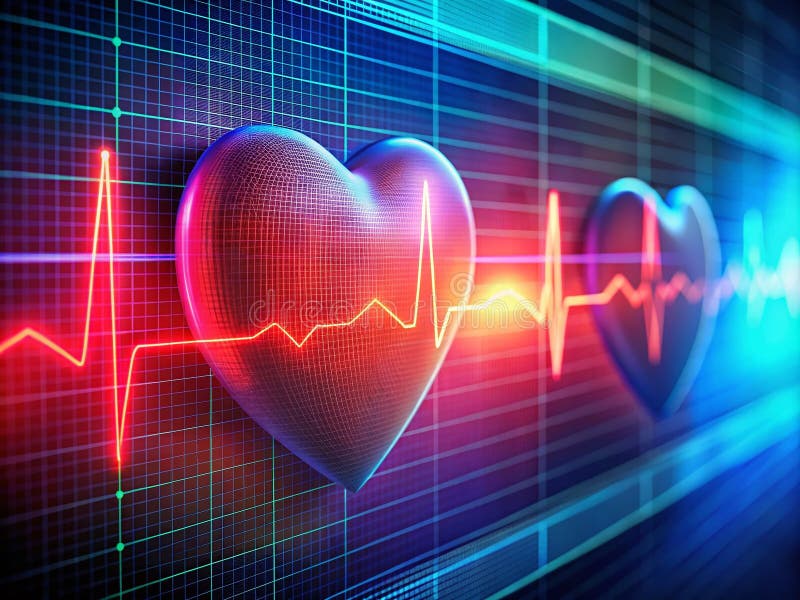 3D Heart Rate Graph Visualization Detailed Cardiogram Rendering for ...