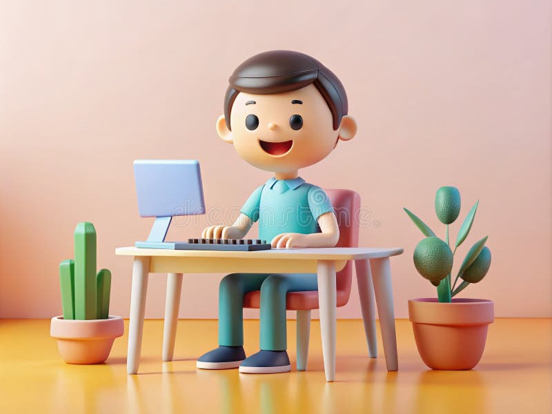 Encouraging 3D Cartoon Student a Vibrant Illustration of Joyful ...