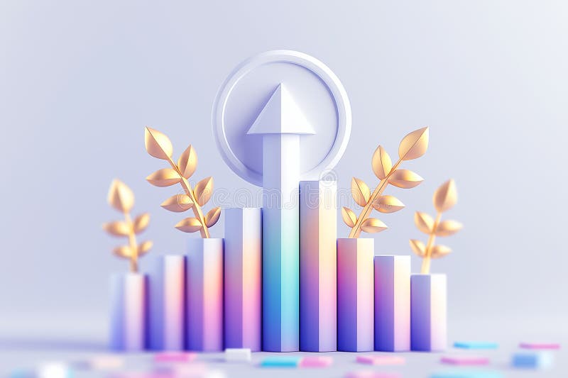 Captivating 3D Growth Chart Features an Upward Arrow Alongside ...