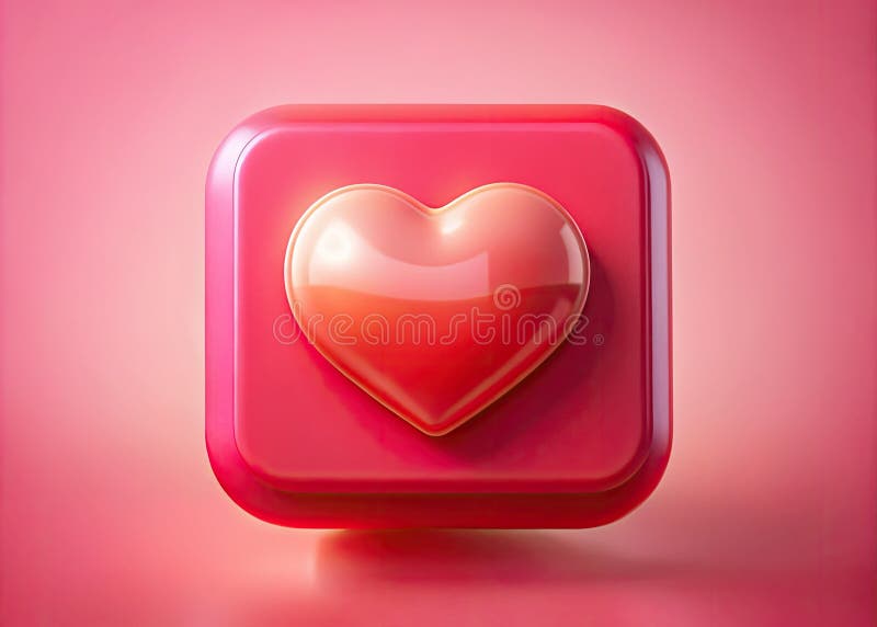 A Captivating 3D Heart Button with Romantic Bokeh Perfect for ...