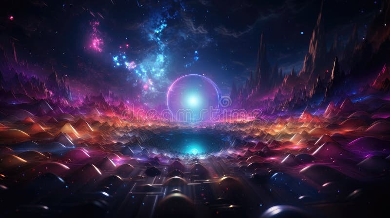 Time Dilation and Space Travel. 3D Illustration of Time Warp ...