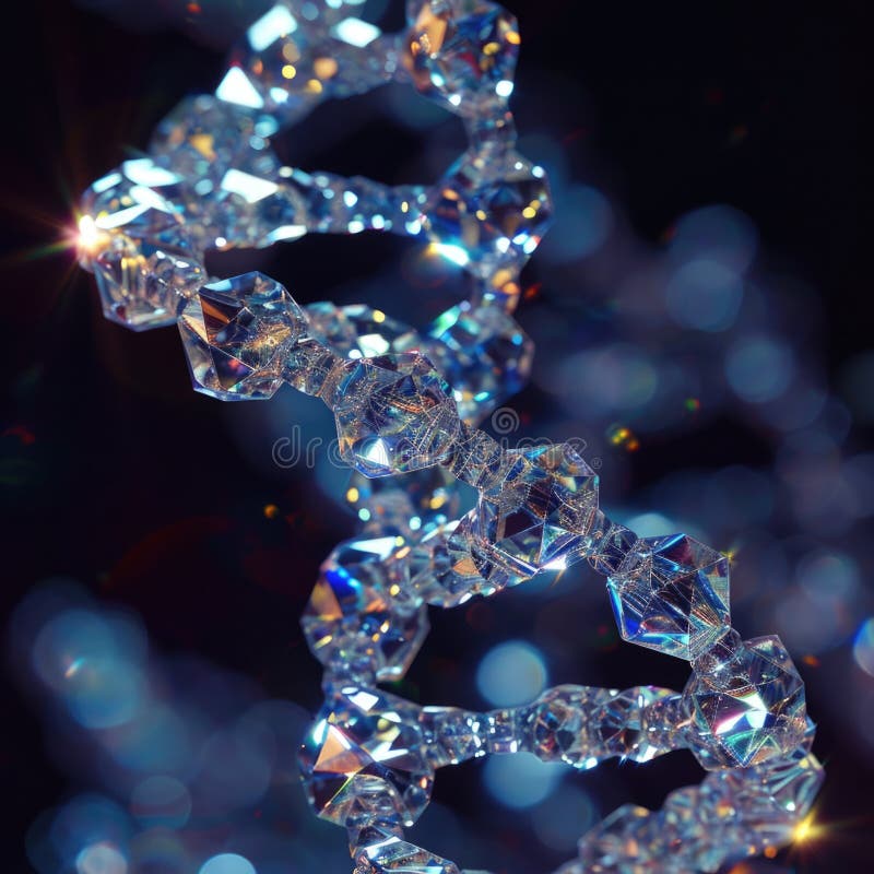 Shimmering Crystal DNA Helix on Dark Background Stock Illustration ...
