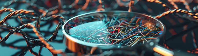 A Captivating 3D Model of a Magnifying Glass Examining a Tangled Mess ...