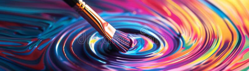 A Captivating 3D Model of a Paintbrush Dipping into a Swirling Vortex ...