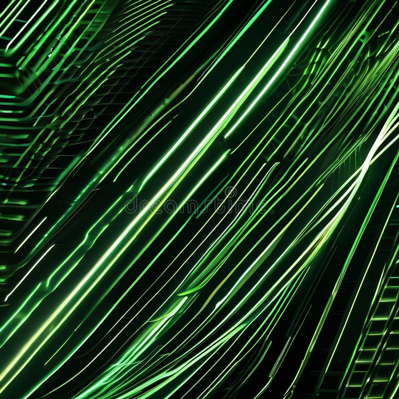 A Captivating 3D Render of Abstract Green Neon Lines Dancing ...
