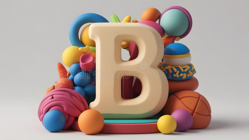 3D Clay Letter B Render a Playful and Artistic Sculpting Stock ...