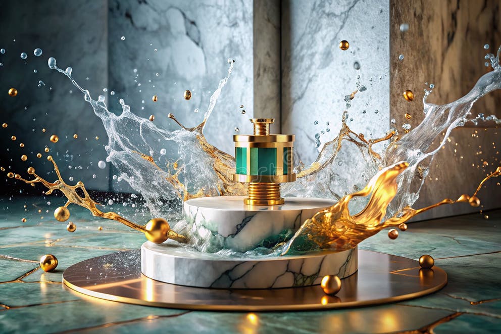 Captivating 3D Render Floating Abstract Forms in a Dynamic Urban Water ...