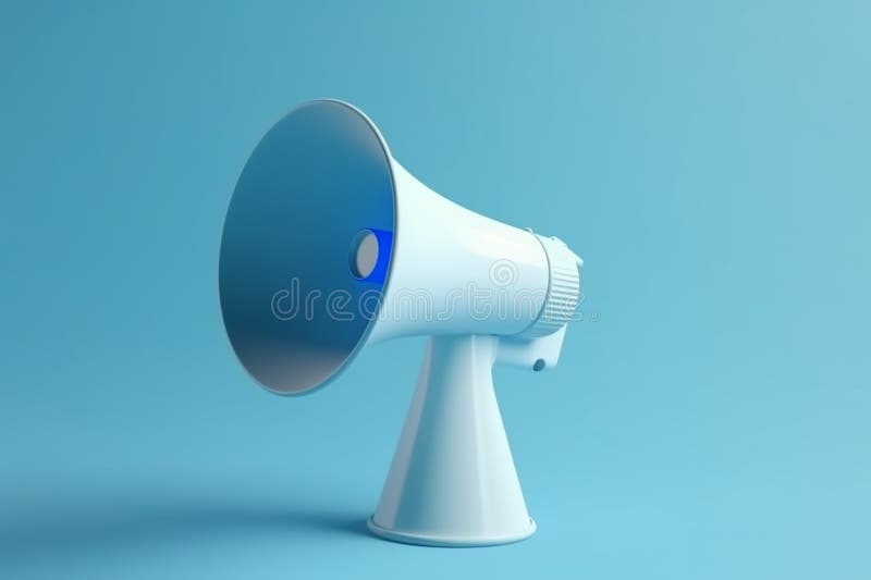 Ai Generative Blue Megaphone on Blue Background. 3d Render Illustration ...