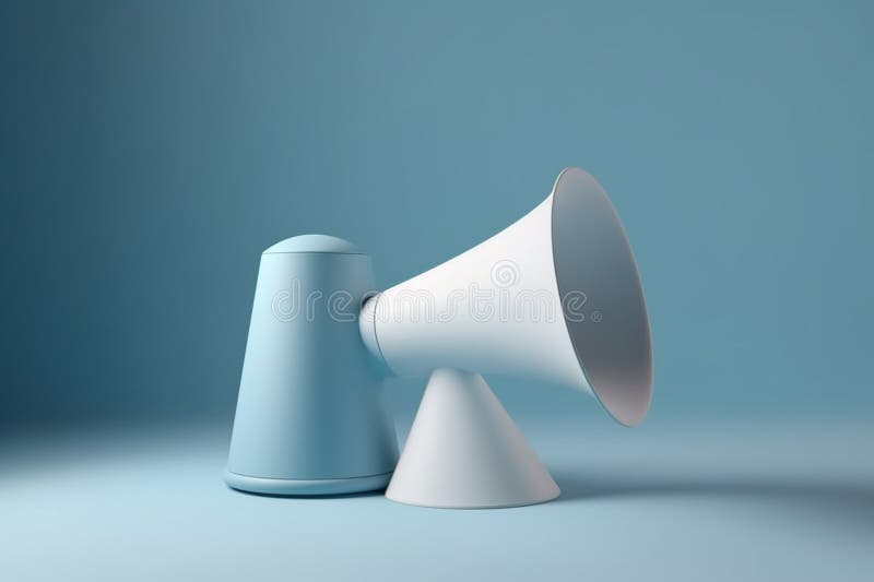Ai Generative Blue Megaphone on Blue Background. 3d Render Illustration ...