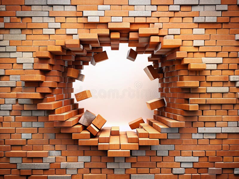 A Stunning 3D Render of a Crumbling Brick Wall Opening Onto a Pristine ...