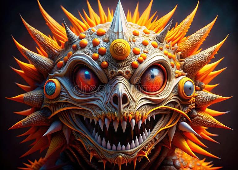 A Striking Abstract Spiky Creature Design Architectural 3D Render ...