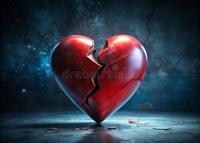 Shattered Heart 3D Render Exploring the Abstract Landscape of Broken ...