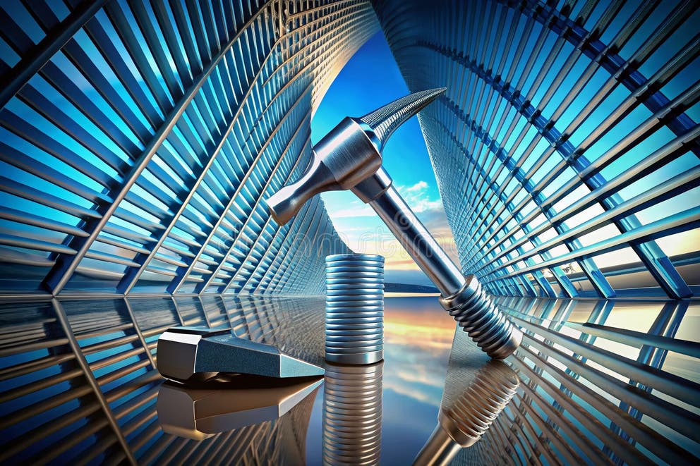 Abstract Architectural Visualization a Striking 3D Render of a Hammer ...