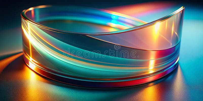 Stunning 3D Render of Illuminated Curved Glass an Abstract Background ...