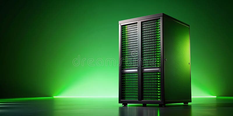 Sleek Server Tower Silhouette Against a Vibrant Green Background a ...