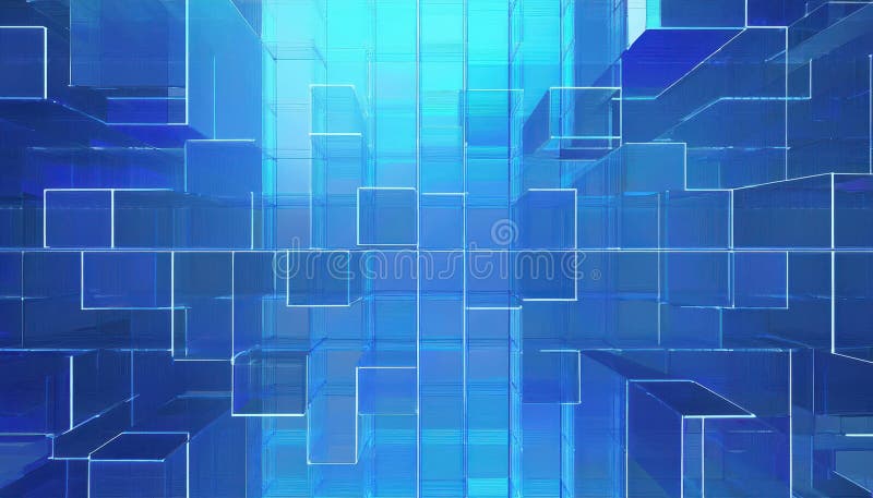 Futuristic 3D Render of Precisely Constructed Translucent Blocks in a ...