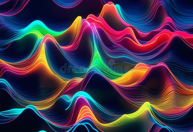 A Captivating 3D Rendering of Dynamic Wavy Lines Stock Illustration ...