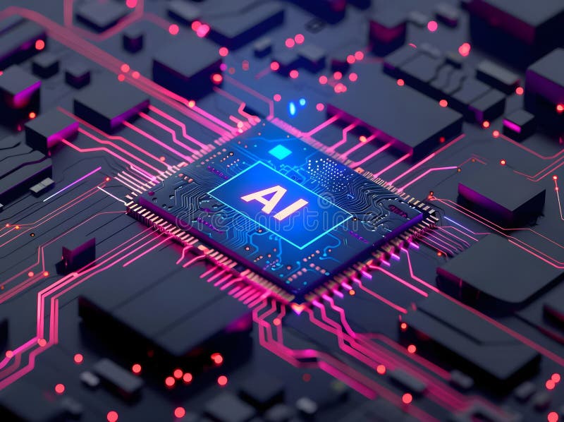 3D Rendering of an Artificial Intelligence Chip Generative AI Stock ...