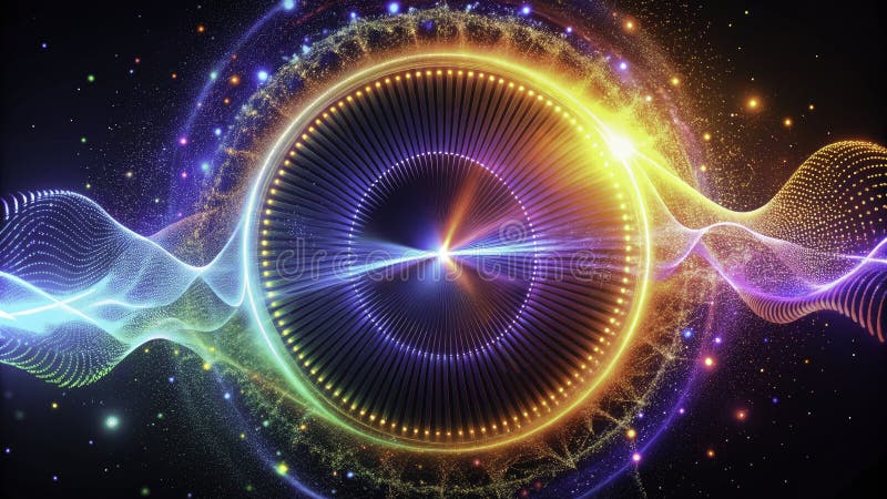 Dynamic 3D Rendered Sound Wave Visualization Abstract Circle Pulse with ...