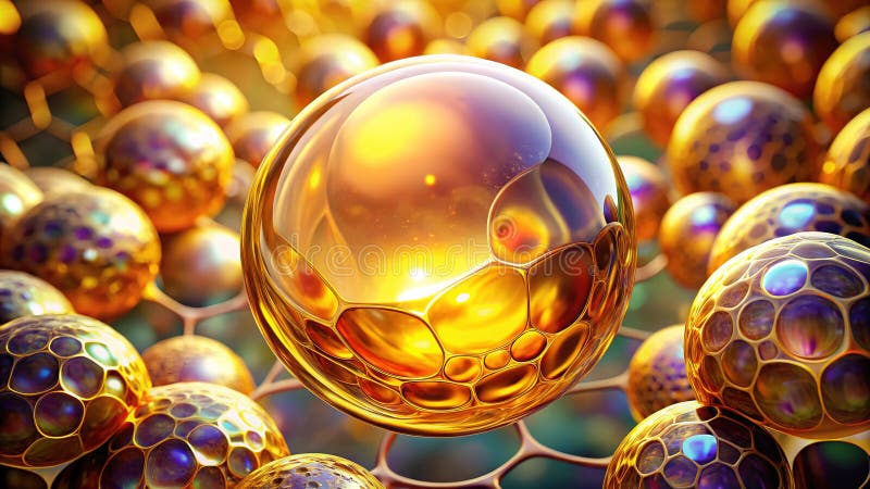 A Glowing Golden Bubble 3D Rendered Skin Cell Illustration for Medical ...