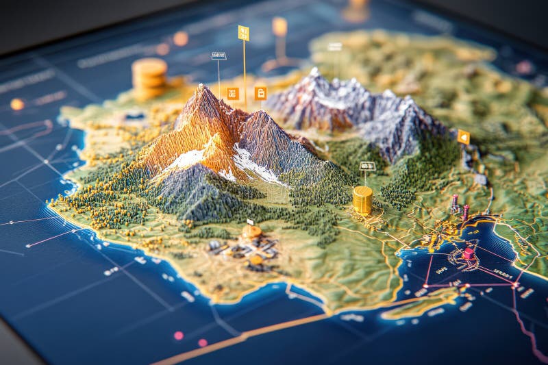 Topographic Height Map Geology Survey: Abstract Geographic Resource ...