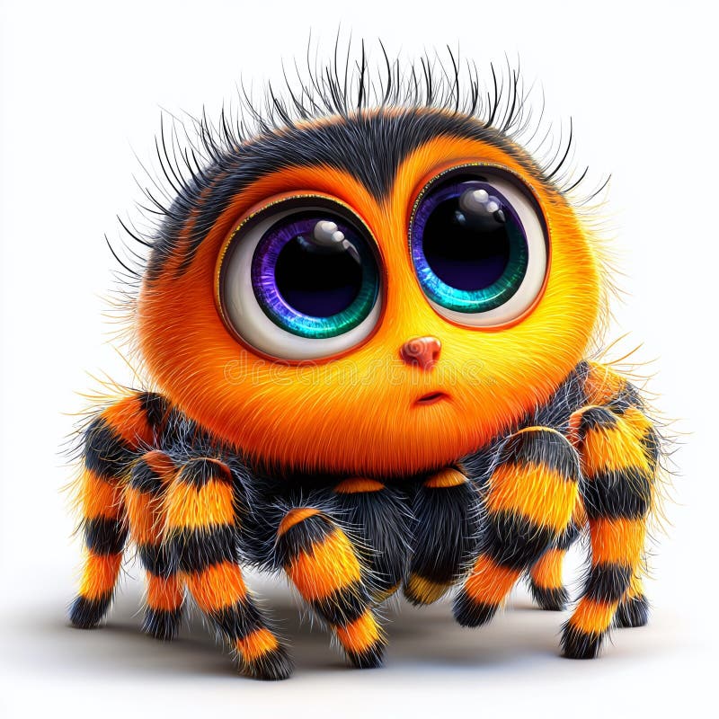 Adorable 3D Rendered Fluffy Spider a Friendly Creature of Fantasy Stock ...