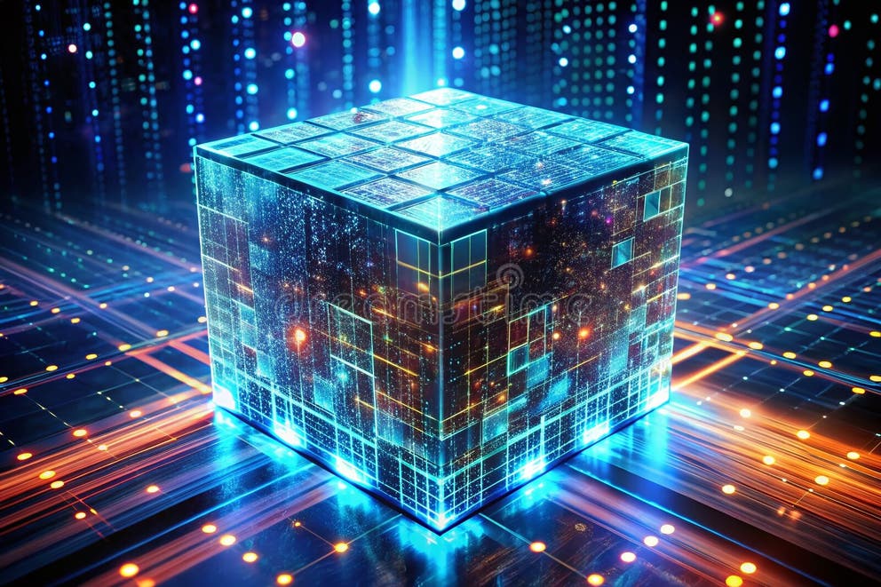 Deconstructing the Digital Frontier an Abstract Cube of Data Binary Code and Potential Cyber ...