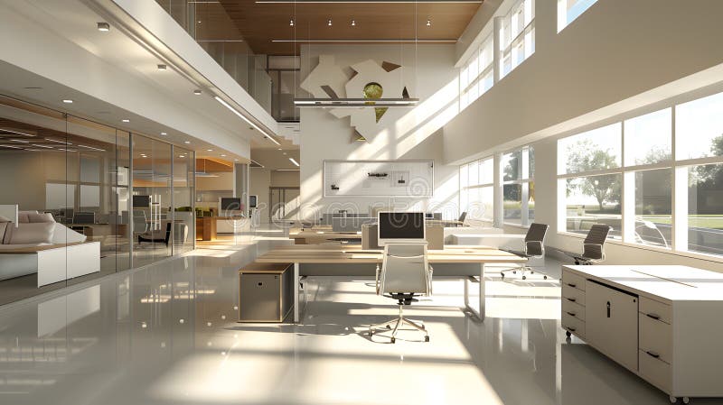 Captivating 3D Visualization of a Modern Office Interior, Highlighting ...