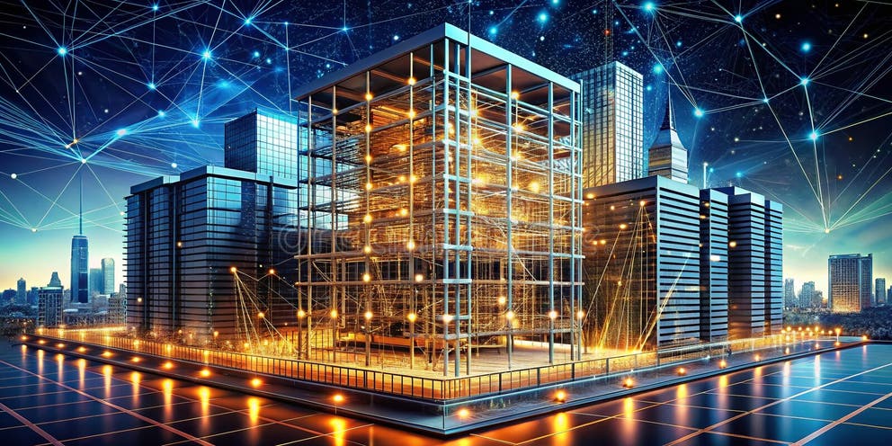 Visualizing Smart City Building Automation a LowPoly 3D Wireframe ...